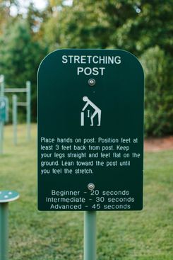 Stretching Post Instructional Sign | Florida Playgrounds and Shade, Inc.